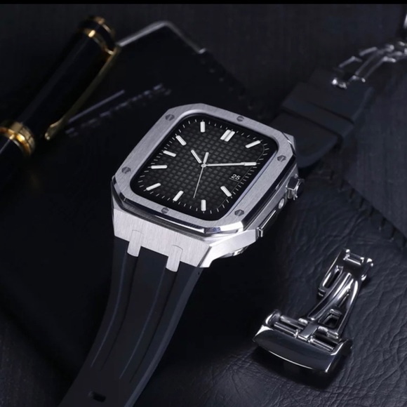 Accessories | Stainless Steel Case Rubber Band For Apple Watch 8 7 6 5 ...